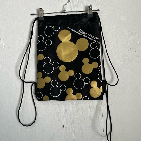 Disney | Bags | Mickey Mouse Character Licensed Black Gold Drawstring ...